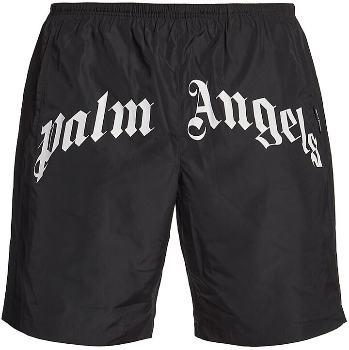 Palm Angels Curved Logo Swim Trunks - ShopStyle