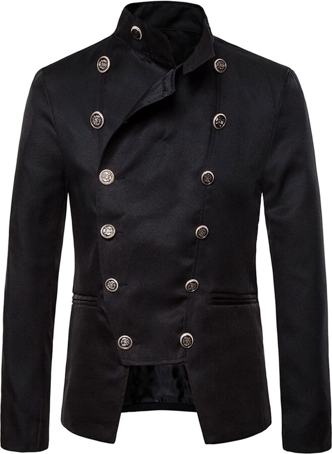 QUINTRA Men's Retro Punk Gothic Suit Jacket Double Breasted Wedding ...