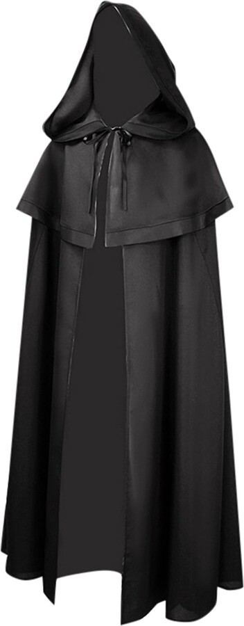 Gefomuofe Men's Medieval Hooded Cape Clothing Coat Gothic Knight Cape ...