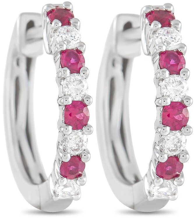 Diamond Select Cuts 14K 0.40 Ct. Tw. Diamond & Ruby Hoops - ShopStyle Fine Earrings