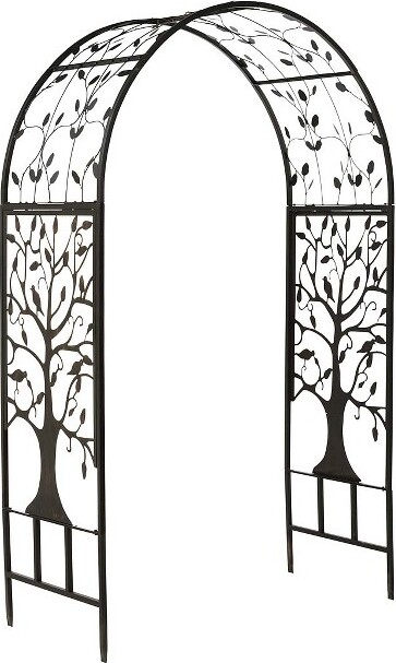 Plow & Hearth Wide Arch Metal Garden Arbor with Tree of Life Design ...