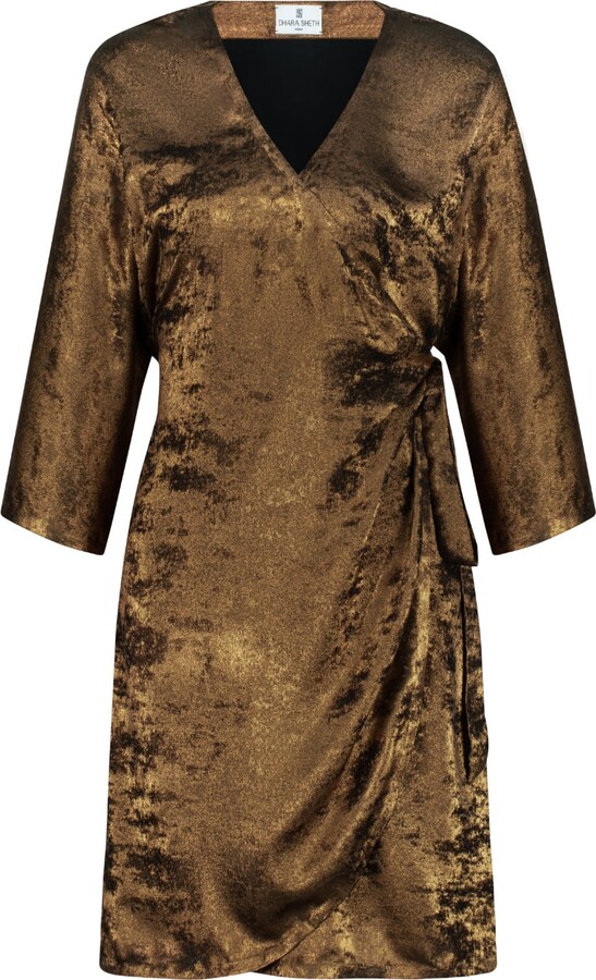 Dhara Sheth Dubai Women's Brown Shades Of Sequin Copper Shimmer Wrap ...