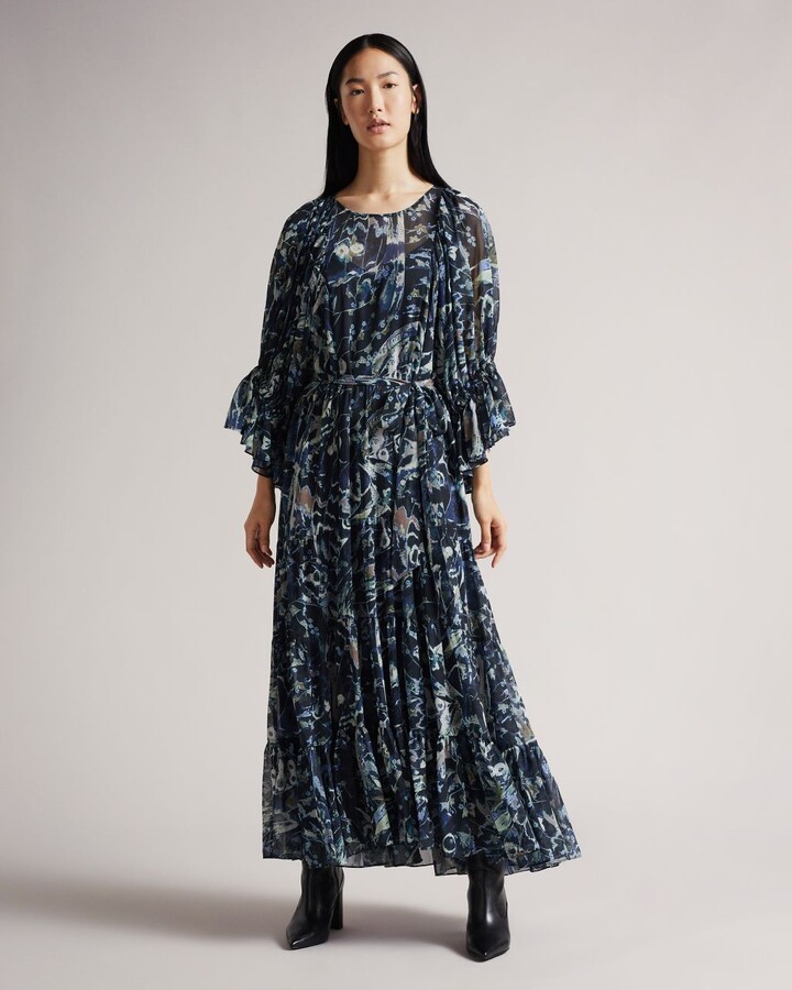 Ted Baker Oversized Midaxi Dress With Sash Tie in Dark Navy - ShopStyle