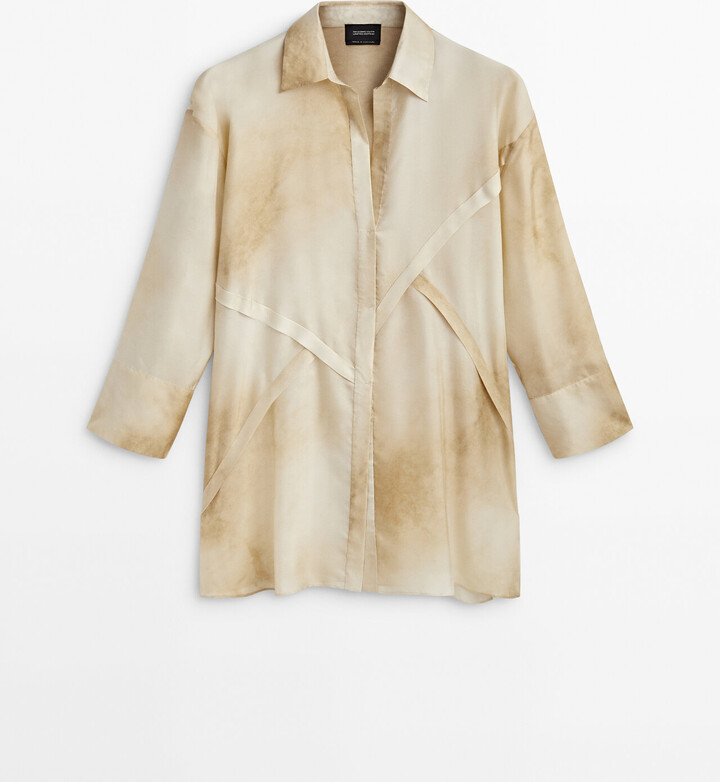 Massimo Dutti Printed Silk Oversize Blouse With Seams - Limited Edition ...