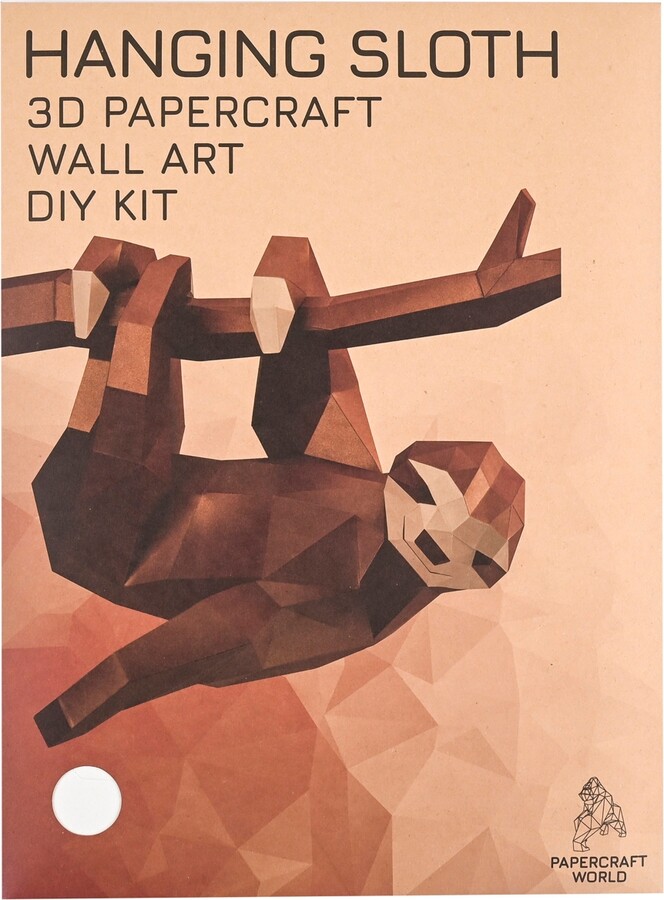 Papercraft World 3D Papercraft Wall Art Diy Kit, Hanging Sloth Kit ...