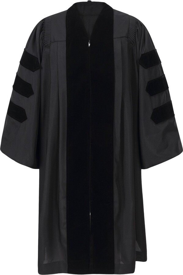 Leishungao Deluxe Fluted Fabric Clergy Robe Doctoral Black Pastor Robe ...