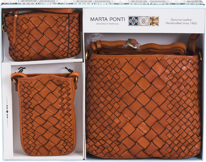 Marta Ponti Leather Woven Crossbody Boxed Gift Set - ShopStyle Shoulder ...