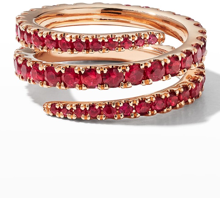 Anita Ko Rose Gold Ruby Coil Pinky Ring, Size 4 - ShopStyle
