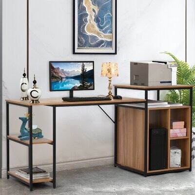 Latitude Run Large Computer Desk With Storage Shelf, 70 Inch Home ...