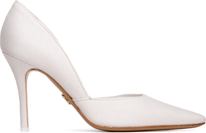 Beautiisoles by Robyn Shreiber - Allegra White Leather Mix Pump ...