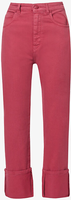 Max Mara Womens Raspberry Decano Folded-cuff Straight-leg High-rise ...