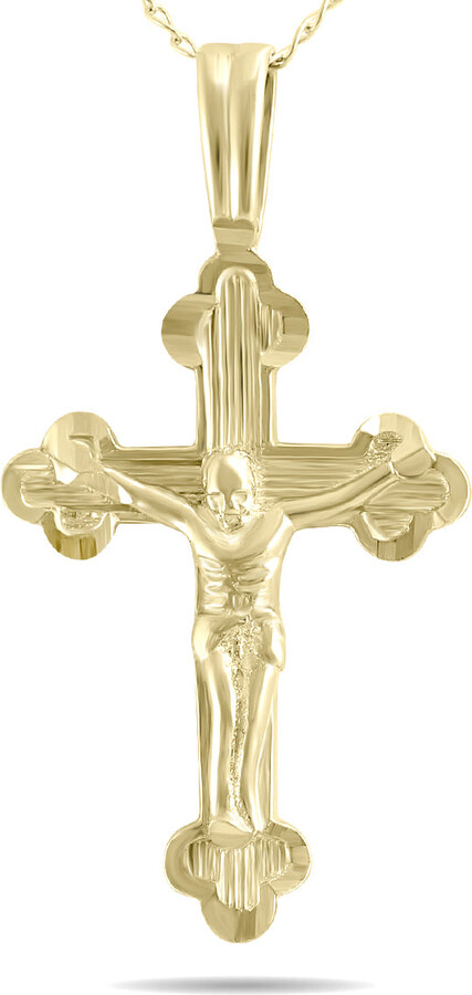 Monary Ornate Crucifixion Roman Cross Pendant in 10K Yellow Gold with ...