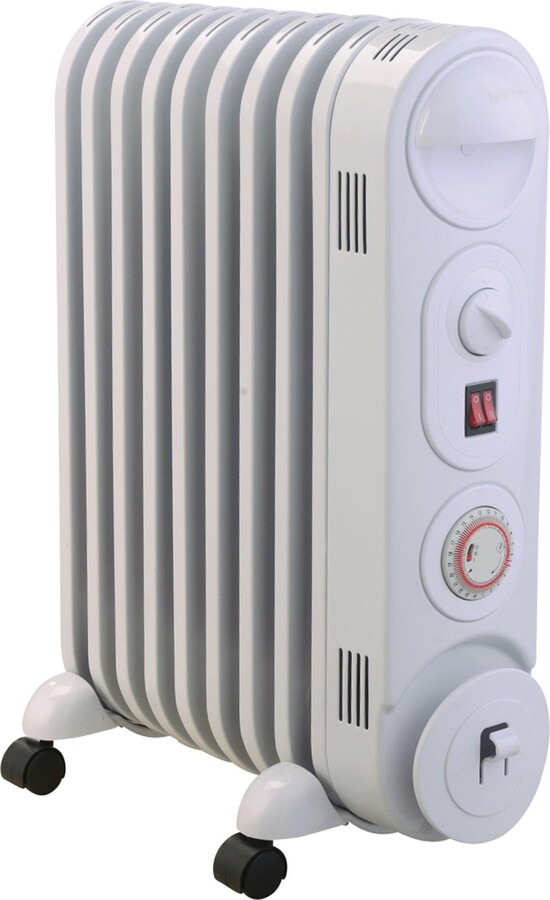 MYLEK White Electric Oil Filled Radiator with Thermostat & 24 Hour ...