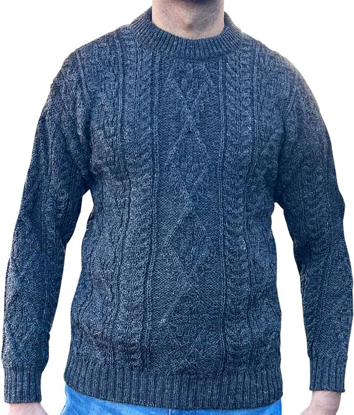 British Wool 100% Pure Arran Jumper - Made in The UK– Round Neck Unisex ...