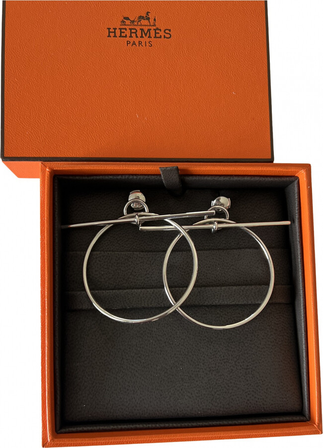 Hermes Loop silver earrings - ShopStyle
