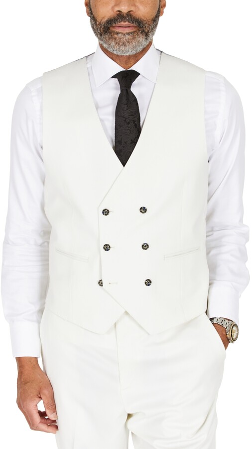 Tayion Collection Men's Classic-Fit Solid White Suit Separates Double ...