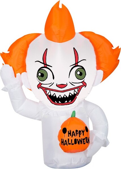 Gemmy Car Buddy Airblown Inflatable Stylized Pennywise w/Pumpkin WB , 3 ...