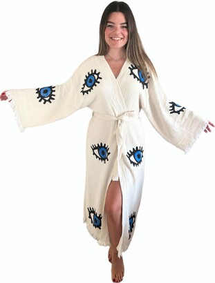 muslin babies muslin.babies Handmade Evil Eye Kimono - Women Beach ...