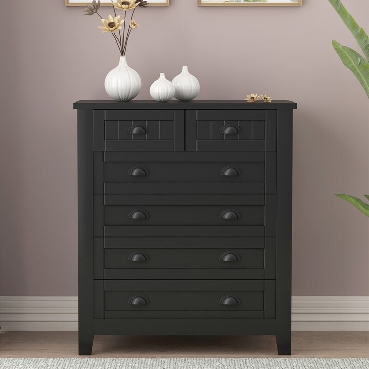 Aoolive 6 Drawers Dresser Cabinet, Modern Storage Chest Lockers with ...