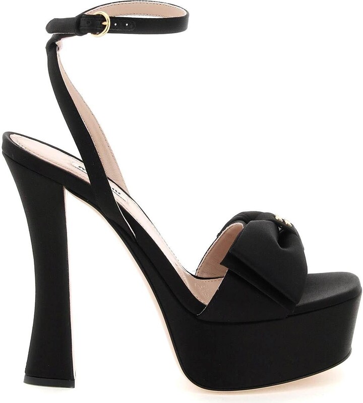 Miu Miu Satin Plateau Sandals - ShopStyle
