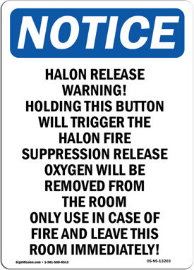 SignMission Halon Release Warning! Holding Sign - ShopStyle Desks