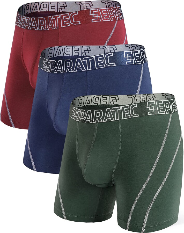 Separatec Men's Boxer Briefs Smooth Bamboo Rayon with Separated Pouches ...