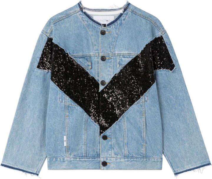 AZ Factory x Lutz Huelle Rene Giant V sequin-embellished denim jacket ...