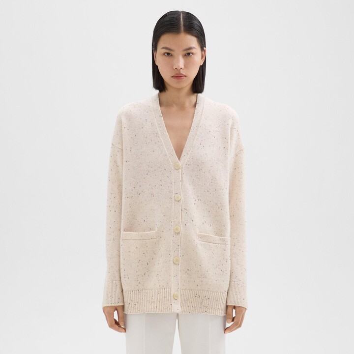 Theory Oversized Cardigan in Donegal Wool-Cashmere - ShopStyle