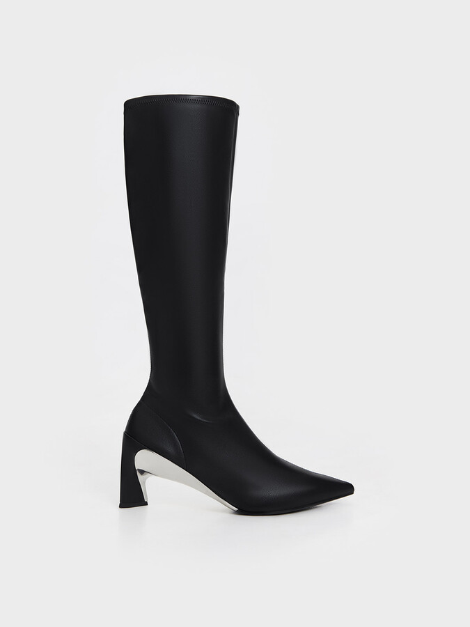 Charles & Keith Devon Metallic Blade-Heel Knee-High Boots - ShopStyle