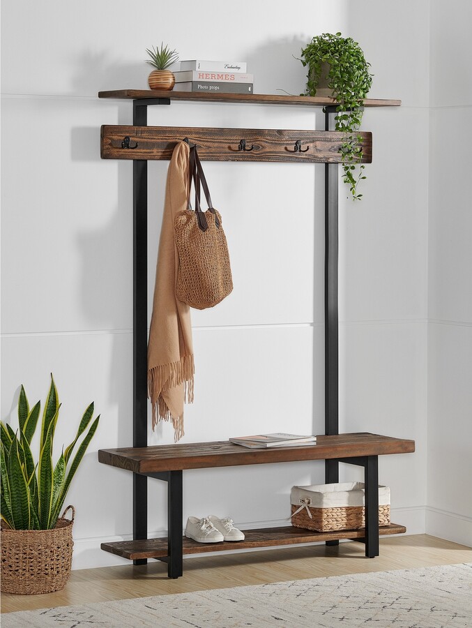 Carbon Loft Lawrence Entryway Hall Tree with Bench and Coat Hooks ...