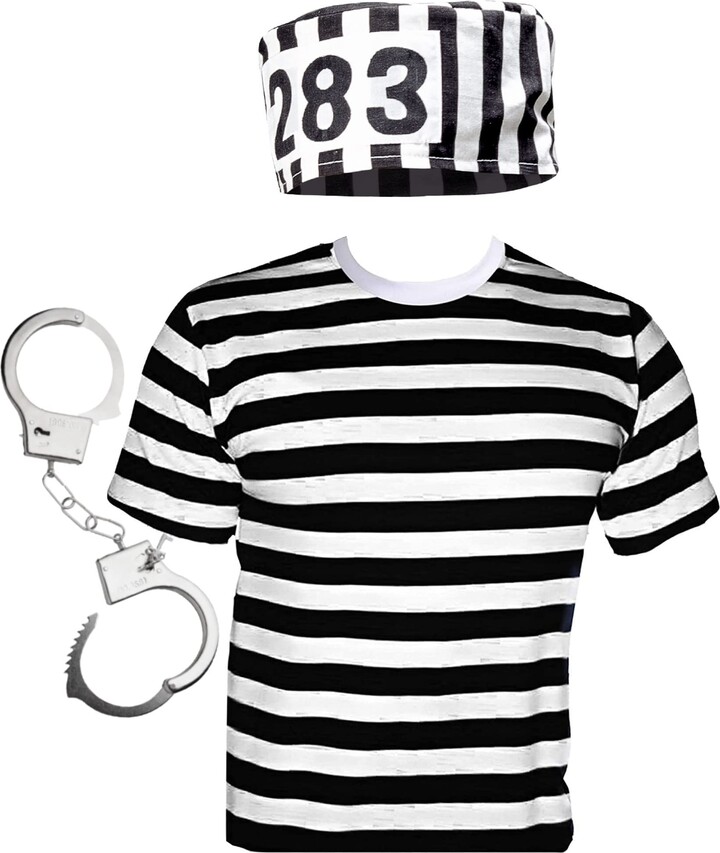 Dreamzfit Men's Burglar Robber Convict Jail Prisoner Fancy Dress ...