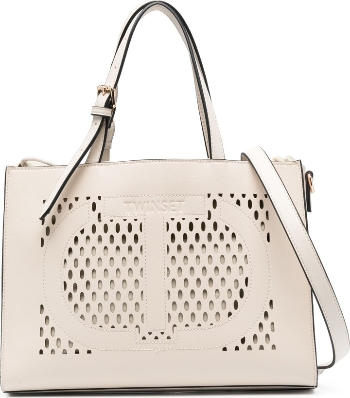 Twin-Set Perforated Faux-Leather Tote Bag - ShopStyle
