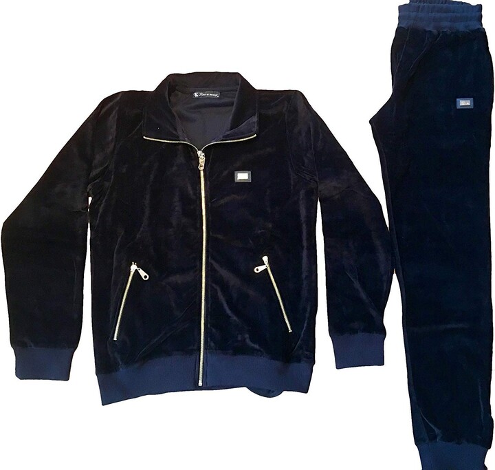 TIME IS MONEY Velour Jogging Set Super Star Black Mens Tracksuit Slim ...