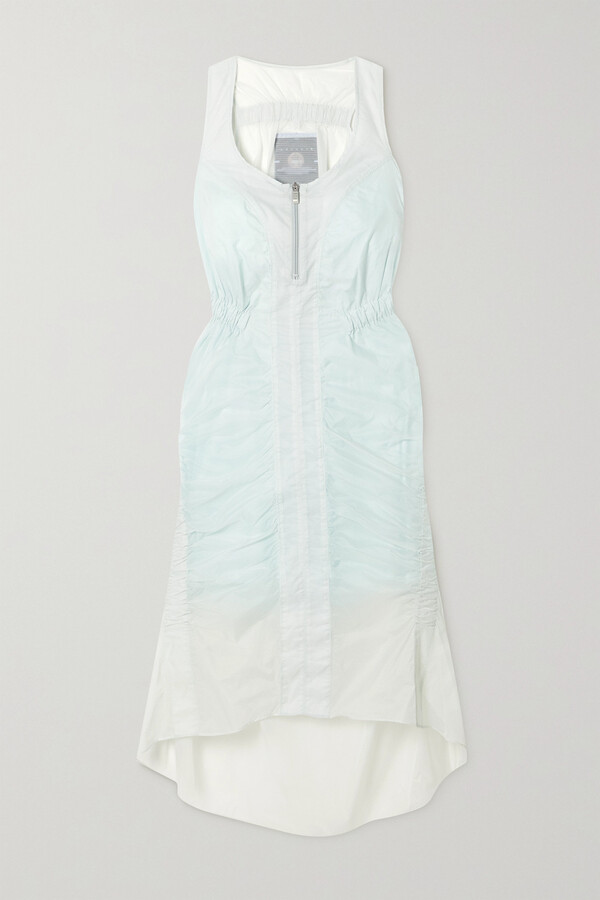 McQ Breathe Cutout Ruched Ripstop Midi Dress - Mint - ShopStyle