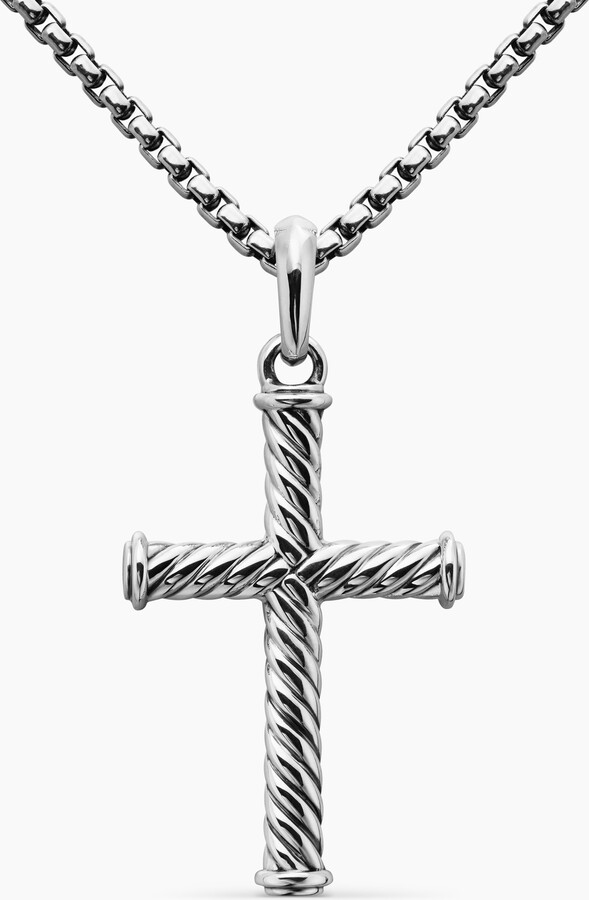 David Yurman Cable Cross Pendant in Sterling Silver | Men's | Size NO ...