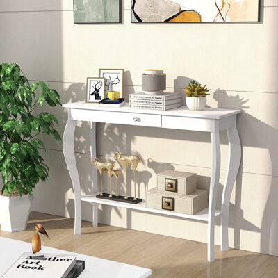 KOVOME Narrow Console Table With Drawer, Chic Accent Sofa Table ...