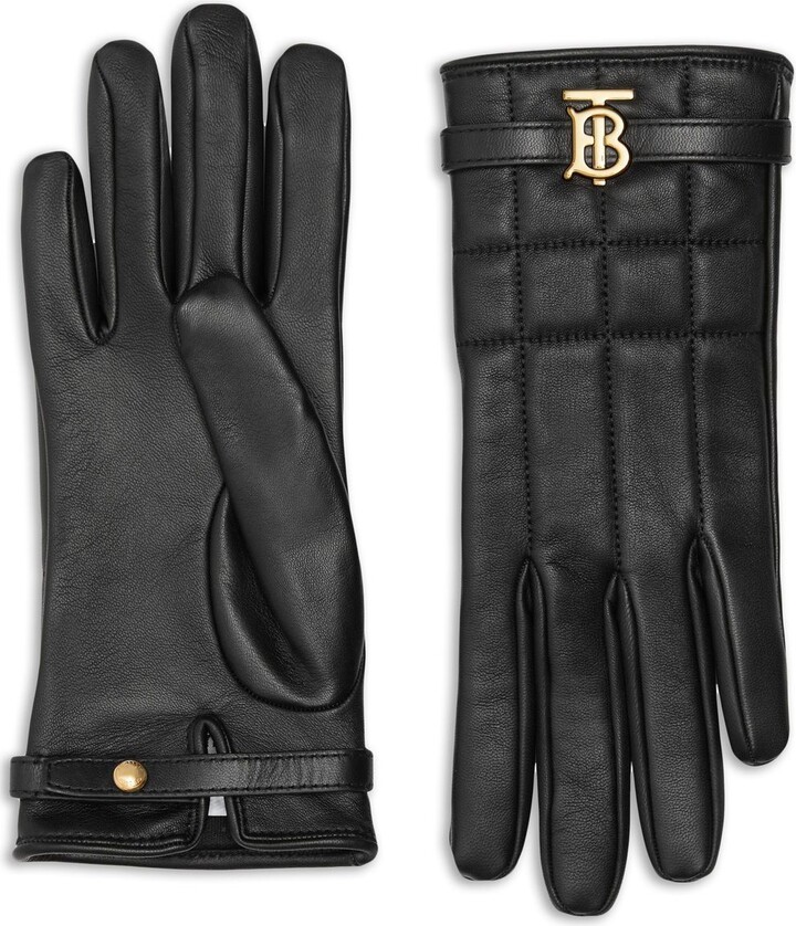 Burberry Silk-lined quilted leather gloves - ShopStyle
