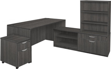 Regency Legacy Hi-Low L Desk with Open Hutch and Single Mobile Pedestal ...