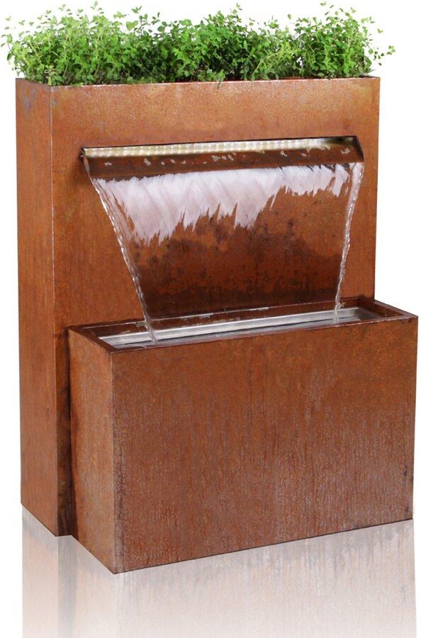 Primrose Planter Water Feature Fountain Cascade Waterfall Corten Steel ...