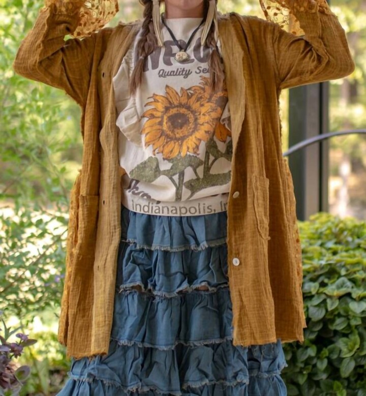 Jaded Gypsy Weekend Beauty Jacket In Vintage Mustard - ShopStyle