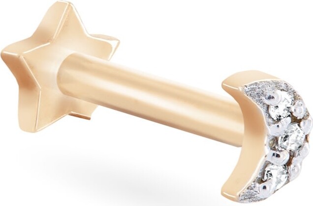 Wolf and Zephyr Women's Yellow Gold Small Diamond Crescent Moon ...