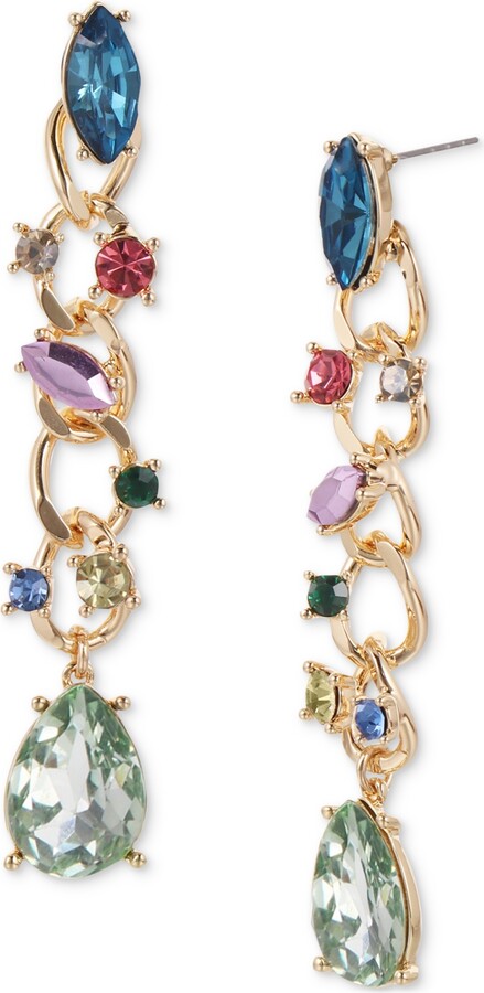 INC International Concepts Gold-Tone Multicolor Stone Chain Link Linear ...