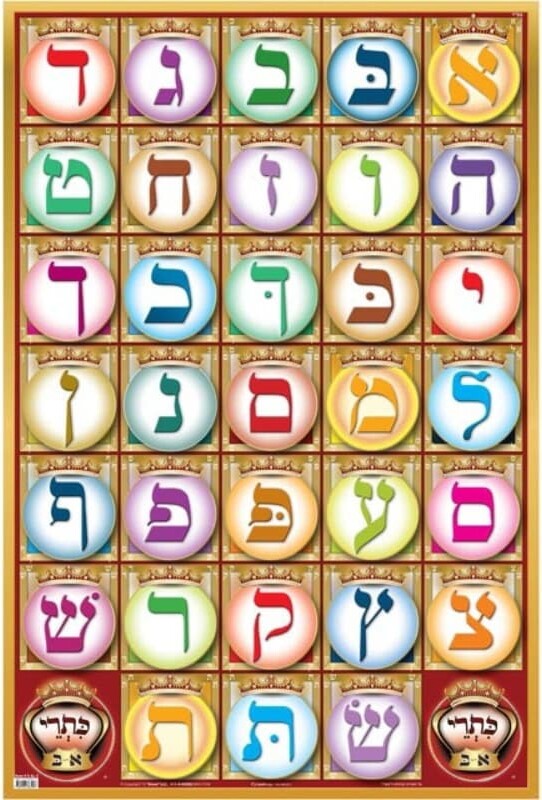 Kisrei Medium Poster - Alef Beis - Color 19"× 27" - Gold - 19"× 27 ...