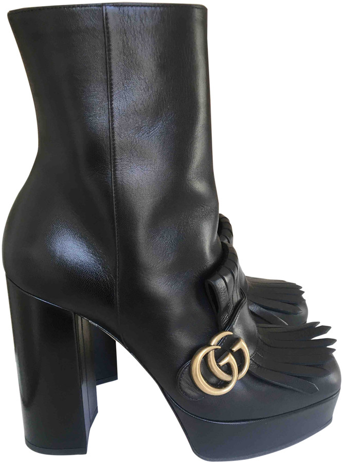 Gucci Marmont Black Leather Ankle boots - ShopStyle