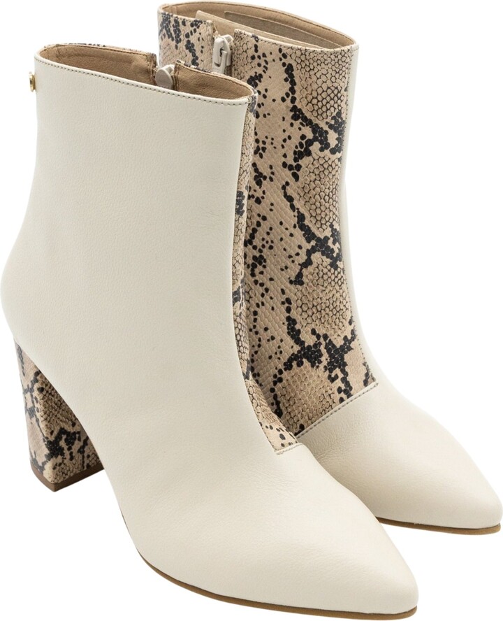 STIVALI NEW YORK - Nukamaku Heeled Boot In Stone/Sand Snakeskin Leather ...