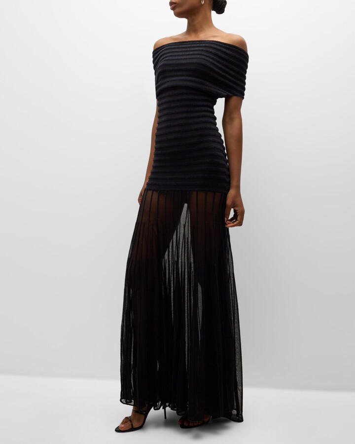 Alexis Marce Off-Shoulder Sheer Overlay Gown - ShopStyle Evening Dresses