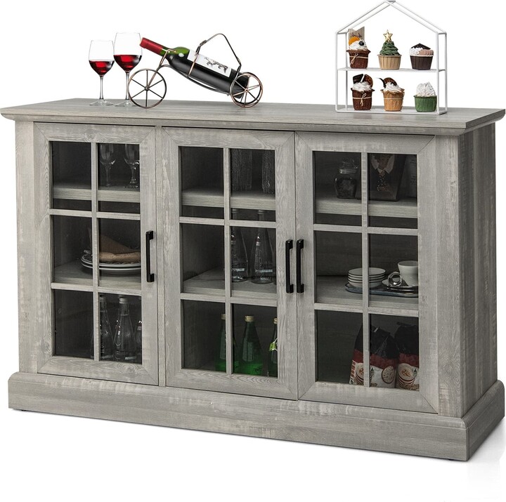 EPOWP Farmhouse Buffet Cabinet with Glass Doors, Console Sideboard, 4 ...
