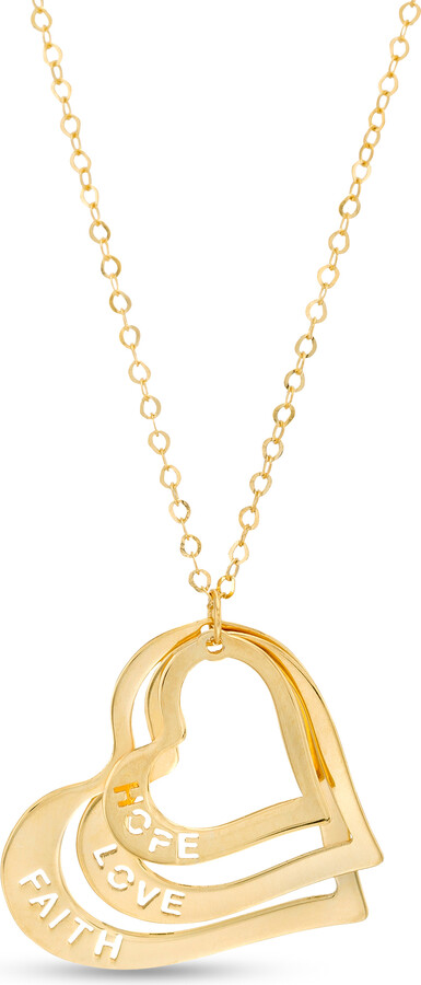 Zales Cut-Out "Hope; Love and Faith" Triple Layered Tilted Heart ...