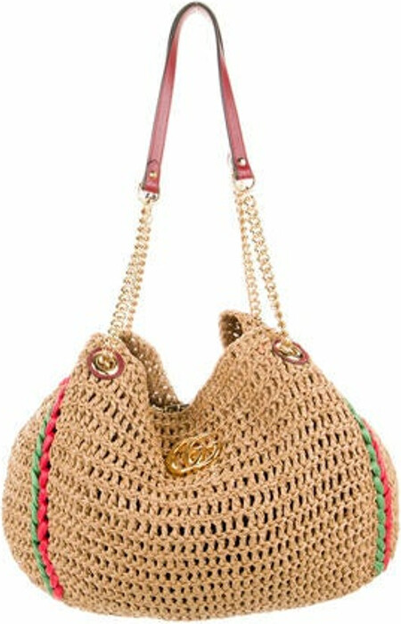 Gucci GG Marmont Raffia Chain Shoulder Bag - ShopStyle