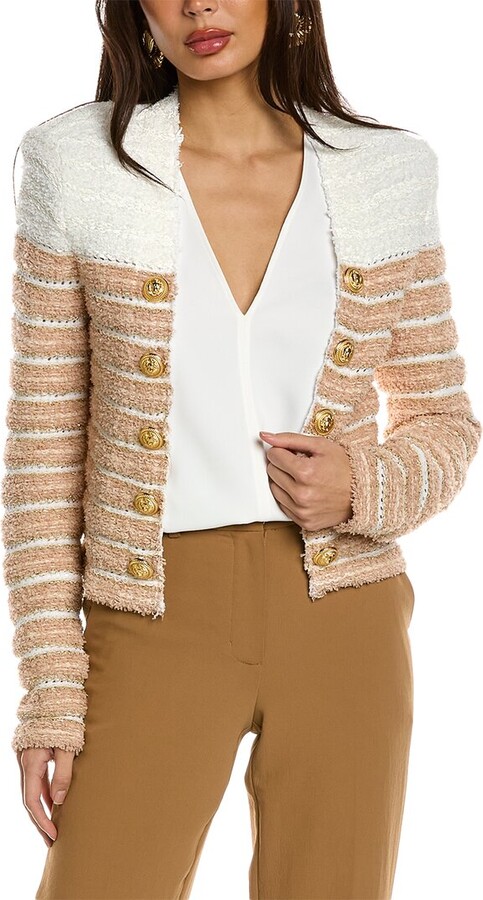 Balmain Side To Side Striped Chain Tweed Spencer Jacket - ShopStyle